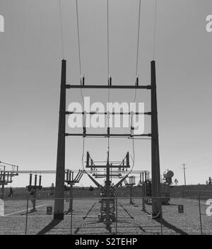 Electrical transmission line and transformer, Calgary,Alberta, Canada ...