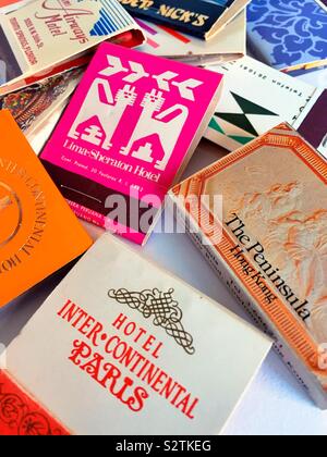 Vintage matchbooks and matchbox collection from around the world Stock ...