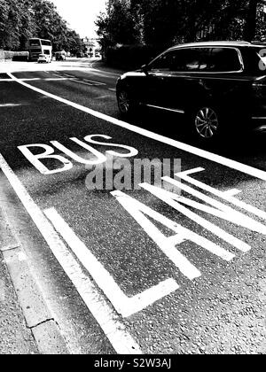 Bus Lane Road Markings Stock Photo - Alamy