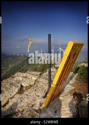 A farm with windmills in Catalonia Stock Photo - Alamy