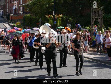 Umbrella March at the start of the Congleton Jazz and Blues festival ...