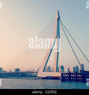 Erasmusbrug (Erasmus Bridge) in Rotterdam, Netherlands, on February 11 ...