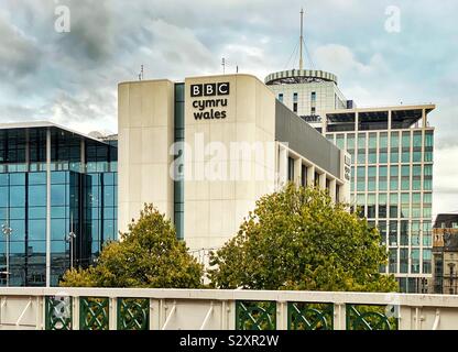 BBC Cymru / Wales building and logo. Central Square, Cardiff. City ...