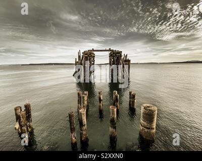 Abandoned old ferry terminal and pylons in Port Townsend, wa, USA in ...
