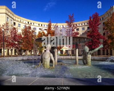 Les Ephebes Fountain in Antigone District, Montpellier France Stock ...