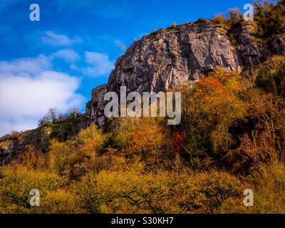 Cliff face at High Tor in Matlock Bath Derbyshire Peak District England ...