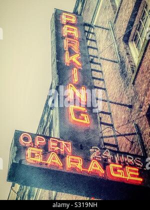 Open seven days a week, 24 hours a day. 24-7 green sign working around ...