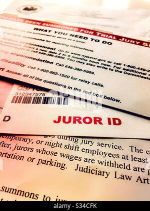 Jury Duty Summons Still Life, New York City, USA Stock Photo - Alamy