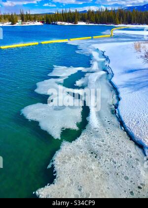 Seebe hydroelectric dam on the Bow River near Exshaw, Alberta, Canada ...