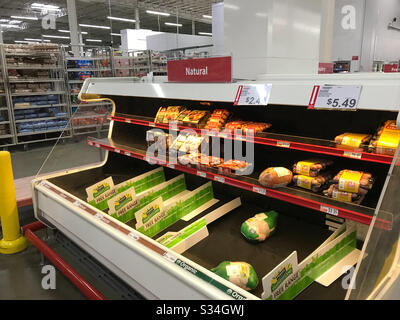 A shelf is almost empty in a supermarket in Zhengzhou city, central ...