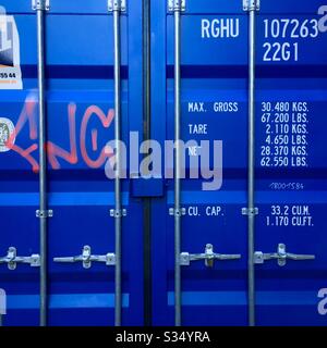 Cargo Container Front, Closed. Blue Cargo Container. Closed Doors ...
