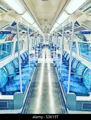 An empty London Underground train carriage on the Northern Line Stock ...