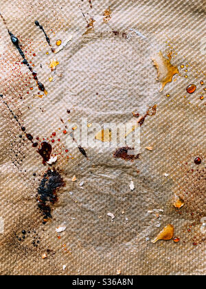 used dirty paper after baking with fat and meat juice, top view ...