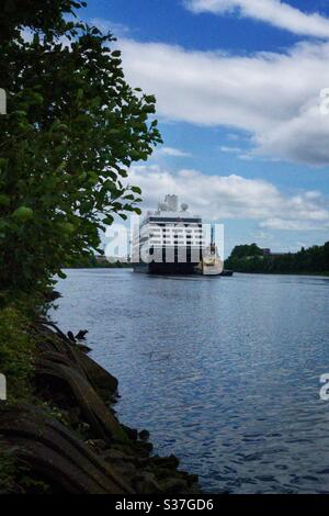 Azamara Journey sailing up the River Clyde past Rothesay Docks in ...