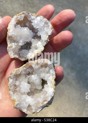 The inside of a cracked open geode Stock Photo - Alamy