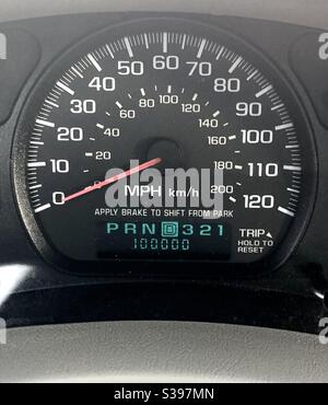 Car odometer showing 100,000 miles Stock Photo - Alamy