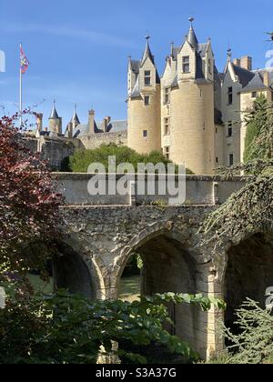 France, Maine-et-Loire, Montreuil-Bellay, the castle (aerial view Stock ...
