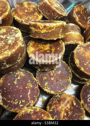 brown sugar or java sugar or palm sugar or gula jawa isolated on white ...