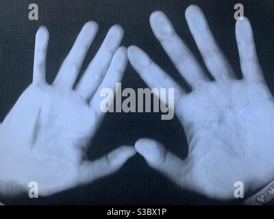 Black and white Photocopy of hand Stock Photo - Alamy