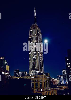 Full Moon behind Empire State Building Stock Photo - Alamy