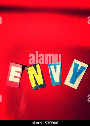 Envy spelled out in ransom style typography, USA Stock Photo - Alamy
