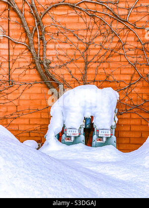 natural gas meter covered with snow Stock Photo - Alamy