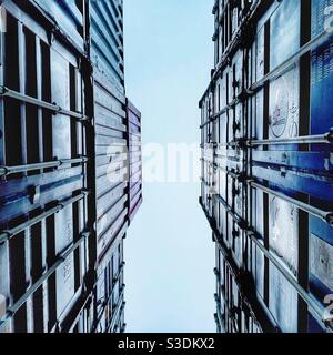 Containers piled up at an export terminal in Shanghai Port in Shanghai ...
