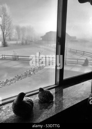 View from the window, winter landscape Stock Photo - Alamy