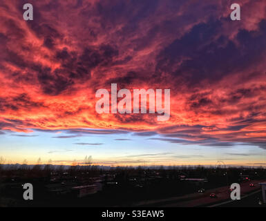 Calgary, looking towards Rocky Mountains, winter, alberta, canada Stock ...