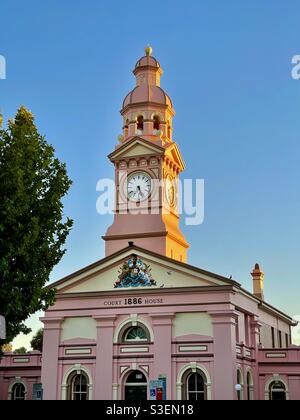 Historic Courthouse and Clock Tower at Golden Hour Eye Level ...