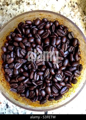 fine espresso in cup on coffee beans, coffee theme Stock Photo - Alamy