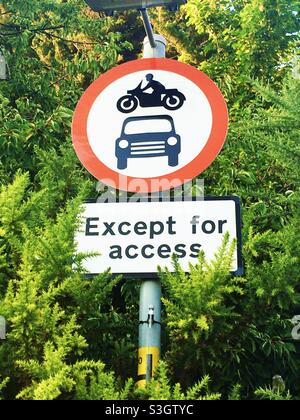 british road sign indicating no entry except for local buses Stock ...