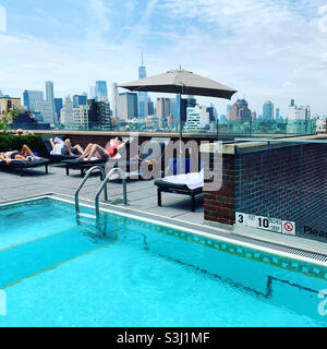The pool at the Hotel Indigo Lower East Side, New York City Stock Photo ...