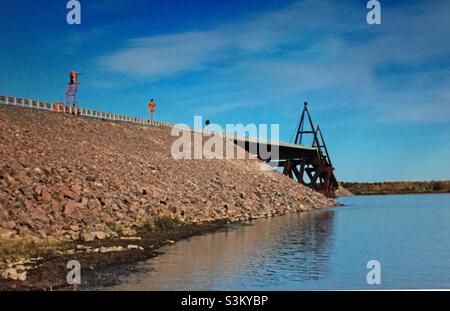 The Deh Cho Bridge, cable-stayed bridge ,Mackenzie River, Yellowknife ...
