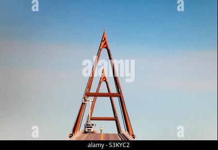 The Deh Cho Bridge, cable-stayed bridge ,Mackenzie River, Yellowknife ...