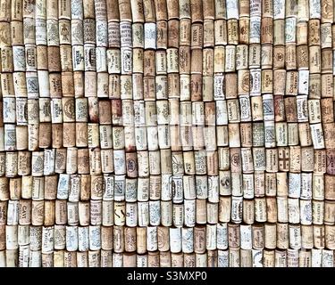 Display of assorted wine corks laid out in rows including quality fine ...