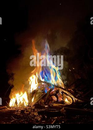 Fire with Colorful Flames Stock Photo - Alamy