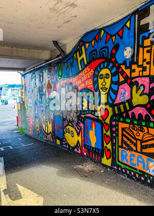 Colourful graffiti about Cornwall on a wall in the county Stock Photo ...