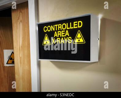 Controlled area X-Rays sign in hospital Stock Photo - Alamy
