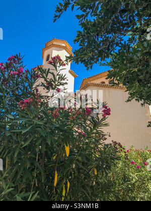 Puerto Pollenca church, Mallorca Stock Photo - Alamy