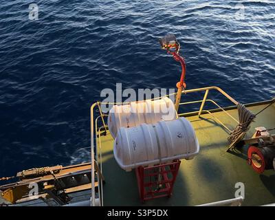 life raft container on ship or boat deck Stock Photo - Alamy