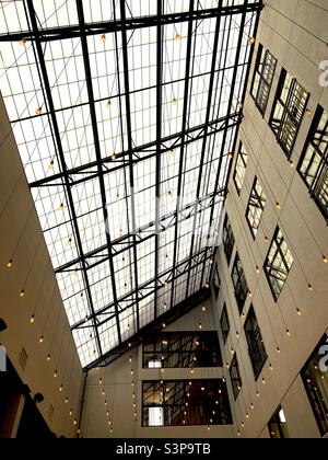 Atrium with glass ceiling in modern art museum by Oldrich Tyl and Josef ...