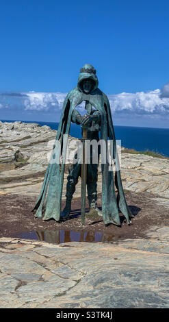 Bronze statue of King Arthur, Gallos, at Tintagel Castle, North ...