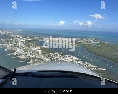 Landing Florida Keys Marathon International KMTH. View of Vaca Key ...