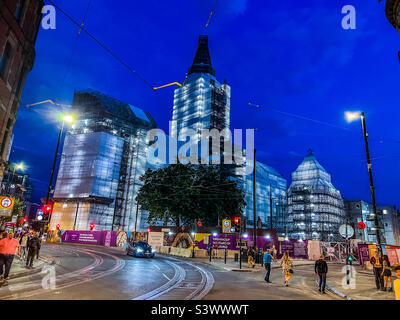 scaffolding at night Stock Photo - Alamy