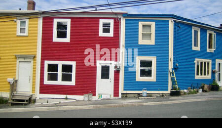 Colourful row houses (Jellybean Row) in downtown St. John's, Avalon ...