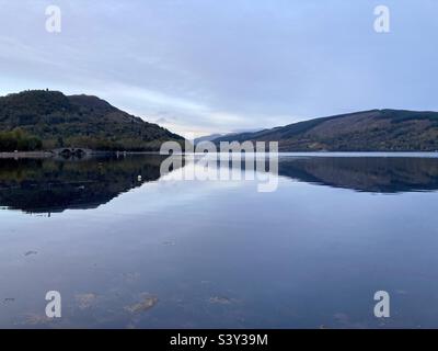 View of Inveraray bridge (Aray Bridge) from Inveraray Castle in Argyll ...