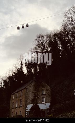 Cable cars at Heights of Abraham Matlock Bath Derbyshire Peak District ...