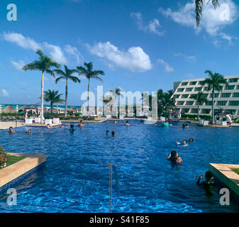 blue Swimming pool in Cancun, Riviera Maya, Mexico Stock Photo - Alamy
