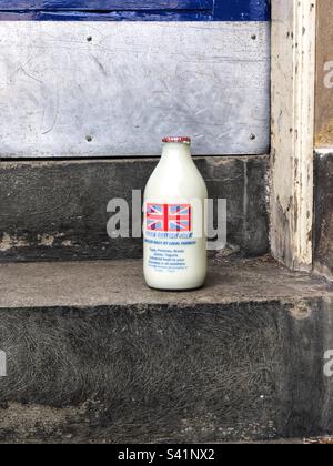 Old fashioned 1 pint milk bottle produced by Craven Dairies, Leeds ...